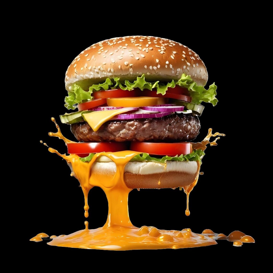 Burger Clipart, 10 PNG - Digital Download, Burger, Digital Art Print ...