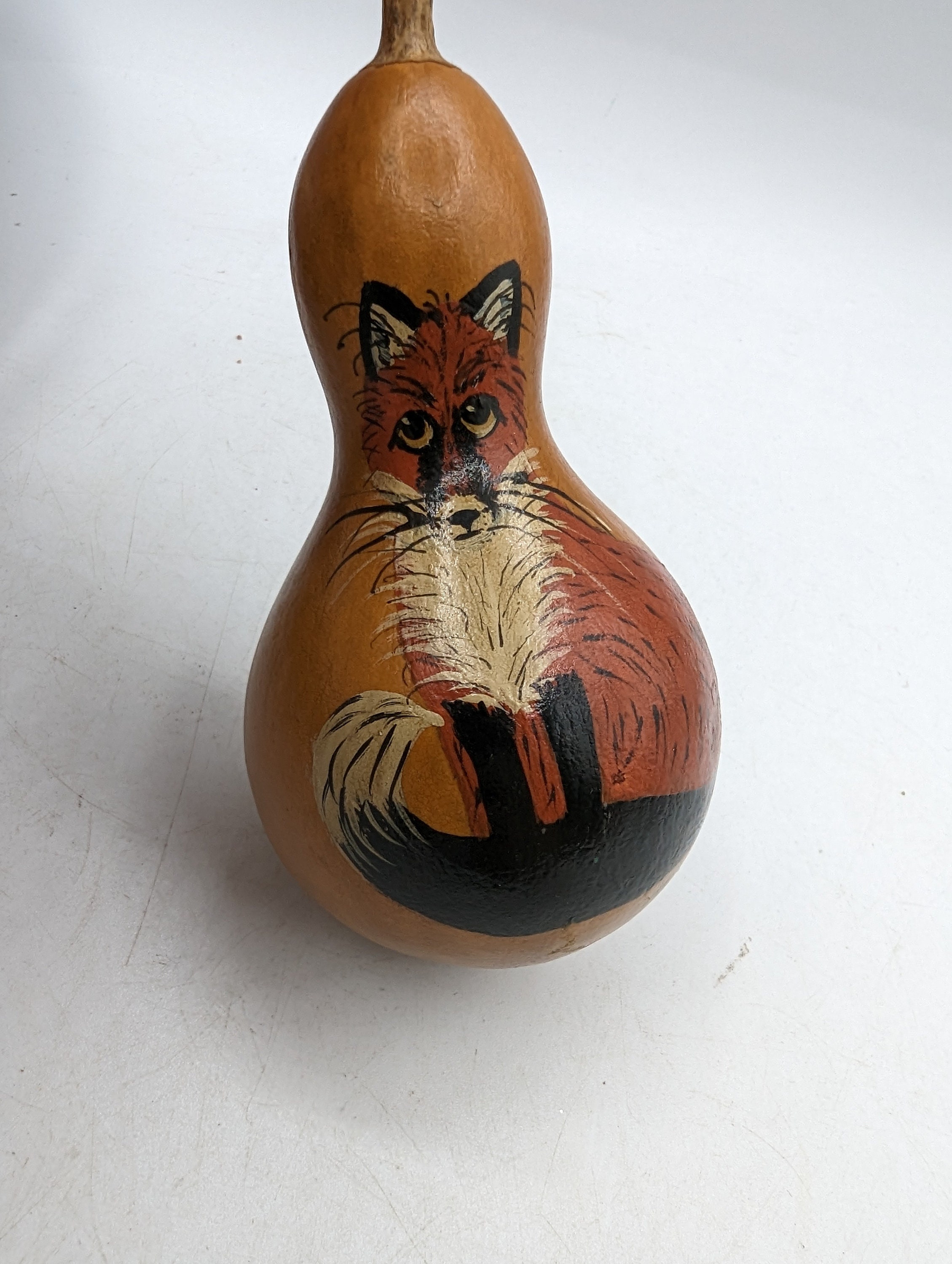 Vintage Folk Art Fox Hand Painted Gourd Artist Signed Mitzi - Etsy