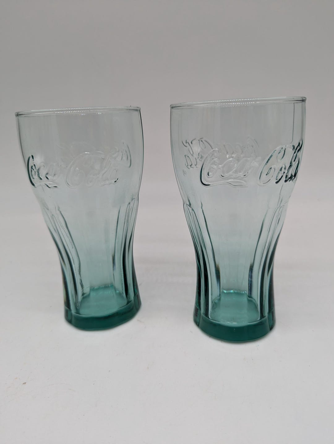 Vintage Set of Two Teal Coca Cola Coke Tumblers Embossed Raised Coca ...