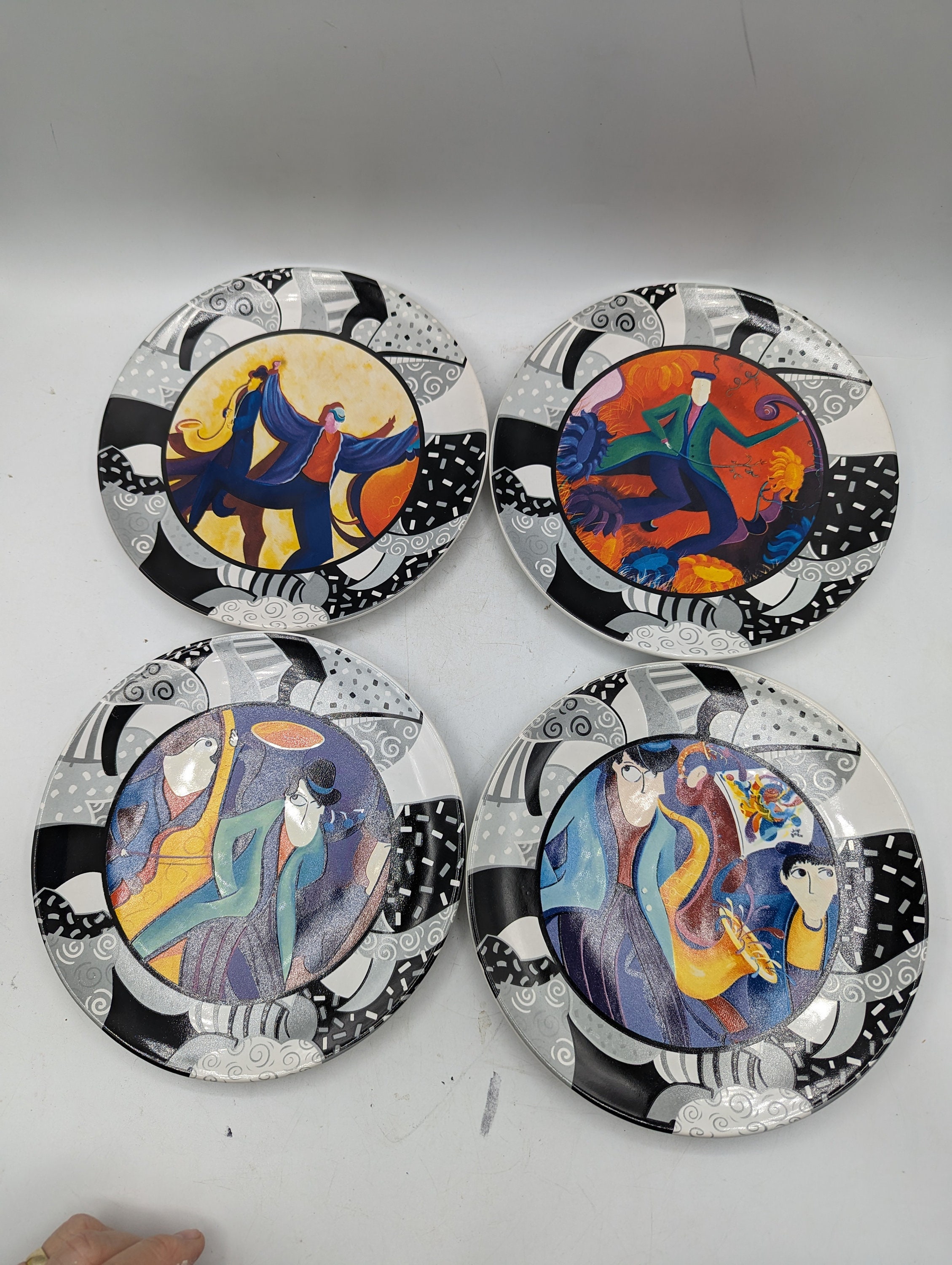 Music Themed Plates by JULEEZ 8 Plates Set of 4 Rare Jazz Music Plates ...