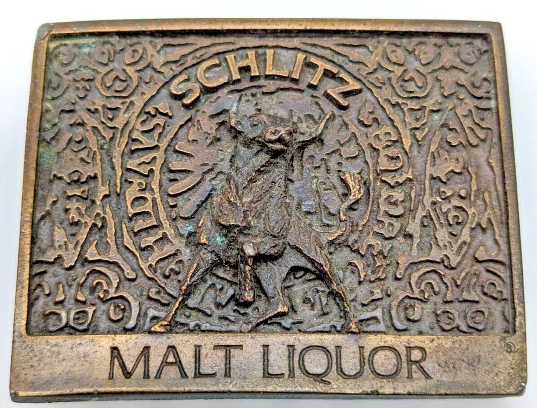 Schlitz Malt Liquor Belt Buckle Brand Bergamot Brass Works Made in USA ...