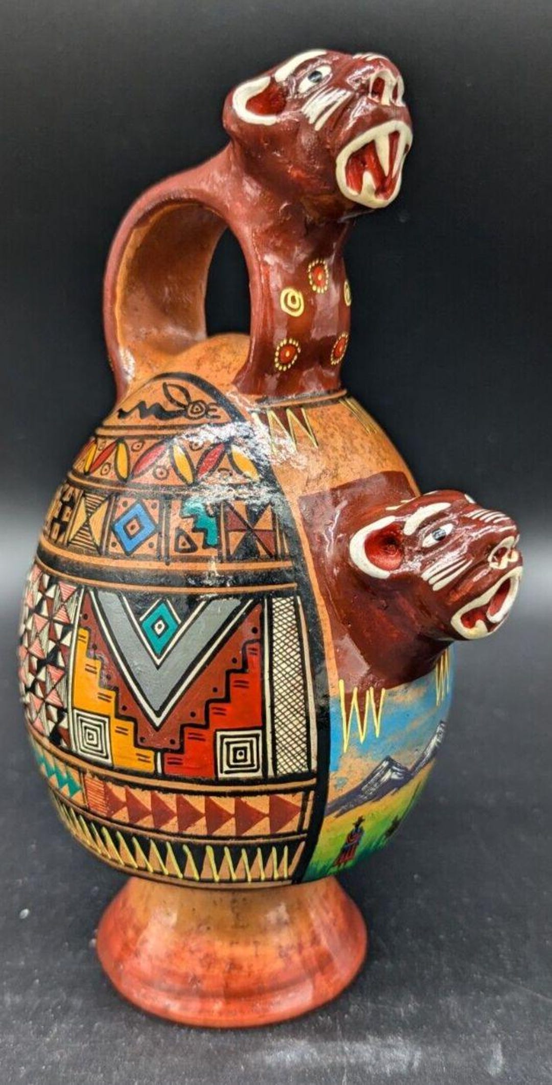 Cusco Peru Art Pottery Chicha Jug Inca Greeting Ama Sua Ama Llulla Ama ...