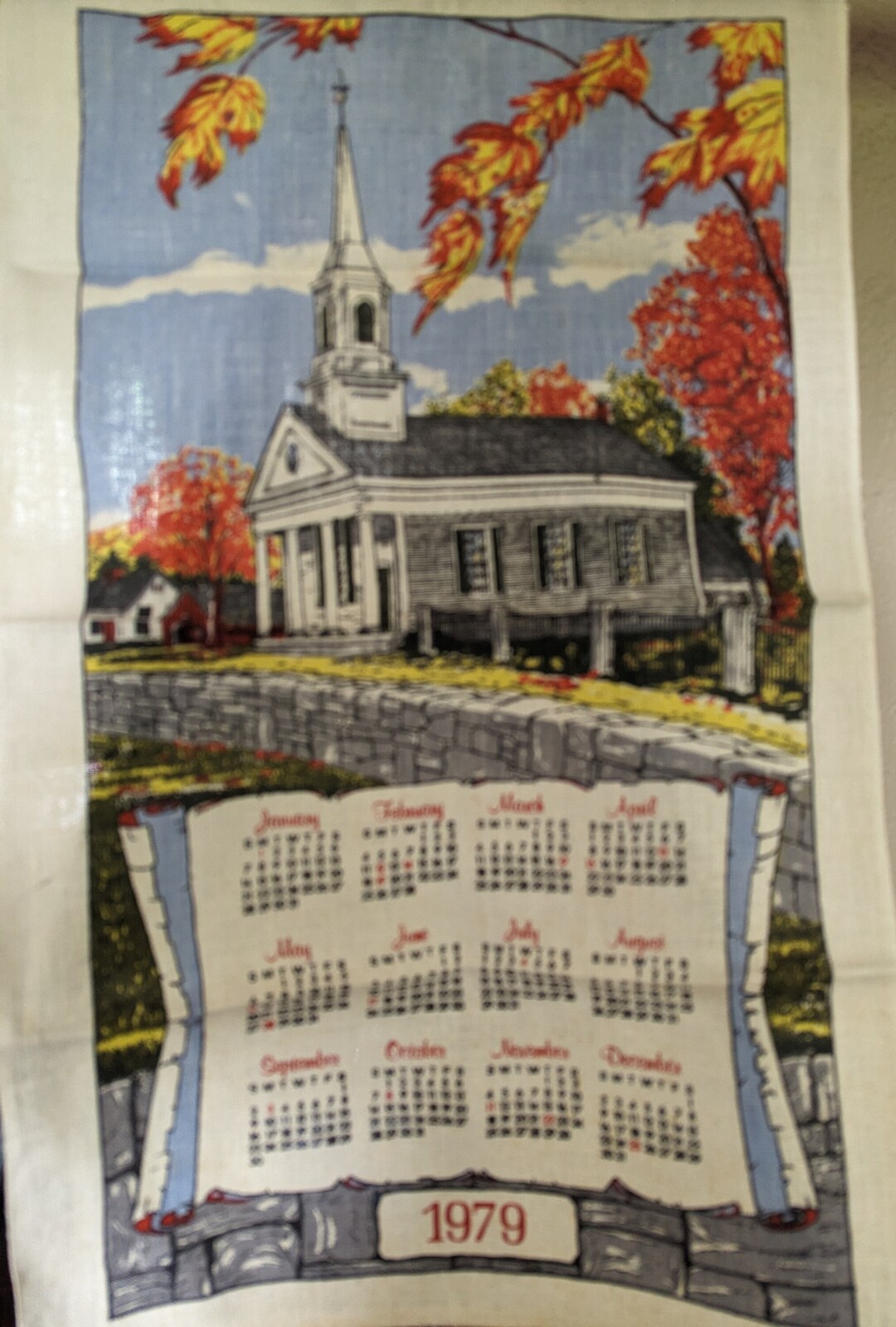 1979 Linen Tea Towel Calendar Wall Hanging Vintage Home Decor Wall ...
