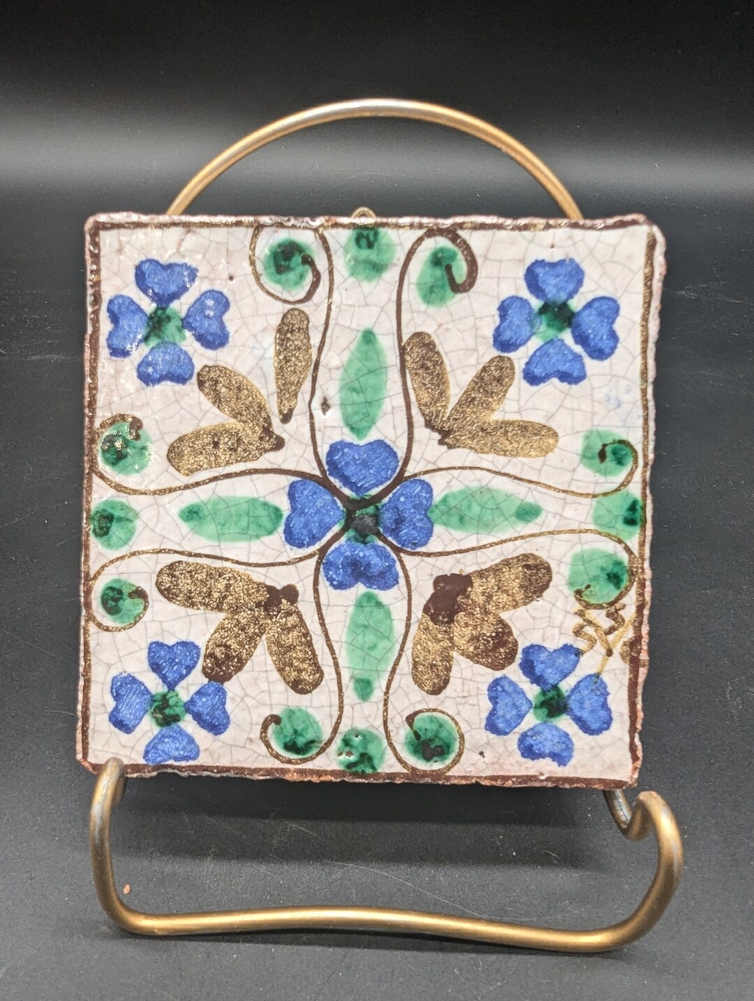 Antique Italian Wall Tile Decor Redware Hand Painted Fortunata ...