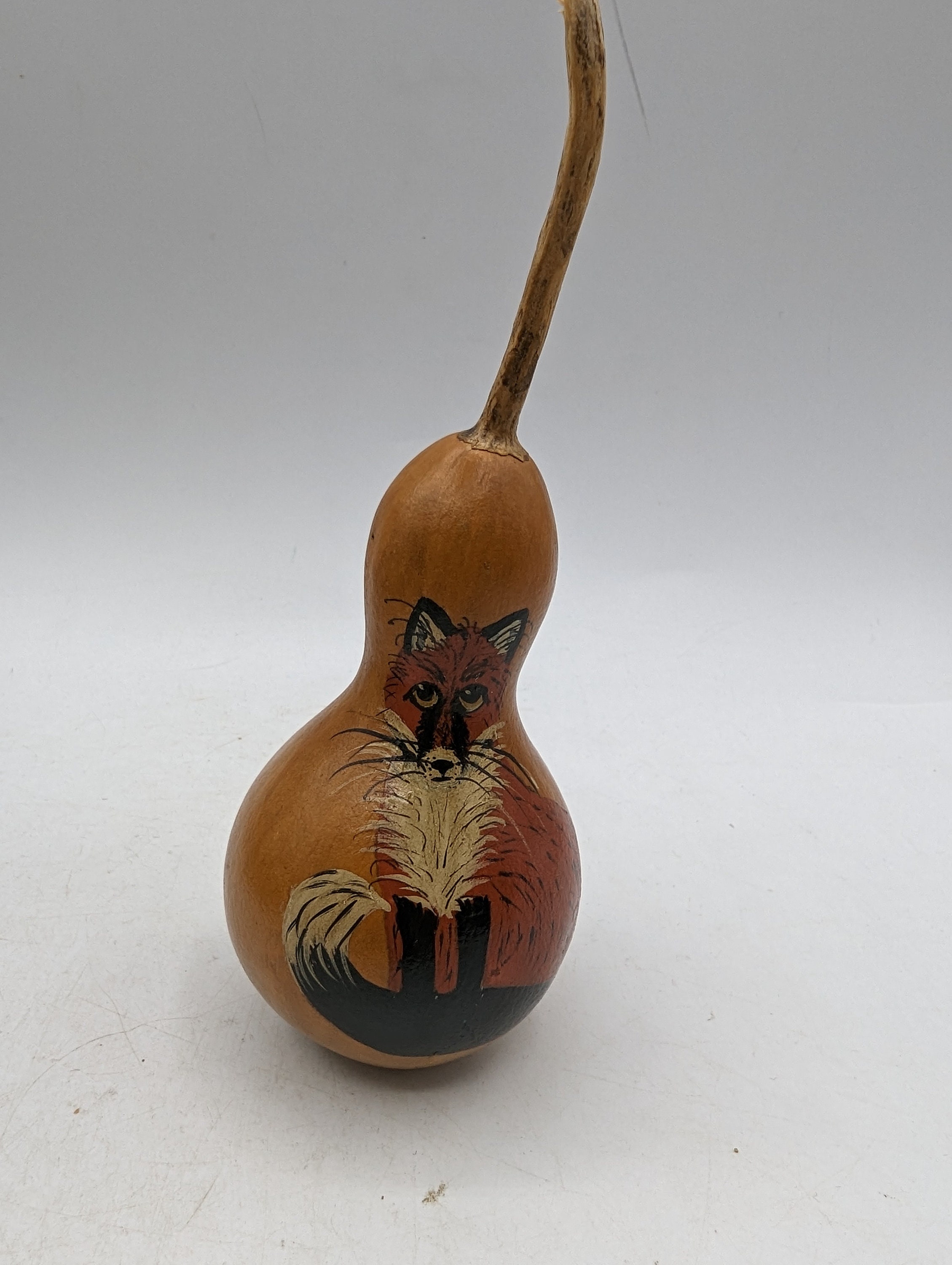 Vintage Folk Art Fox Hand Painted Gourd Artist Signed Mitzi - Etsy