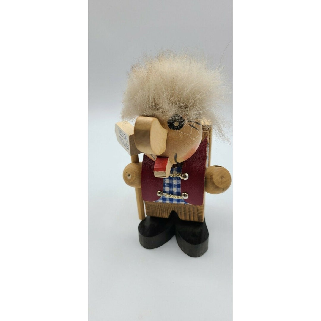 MCM Scandinavian Telefon Trollet Troll Bank Wooden Figurine Vintage ...