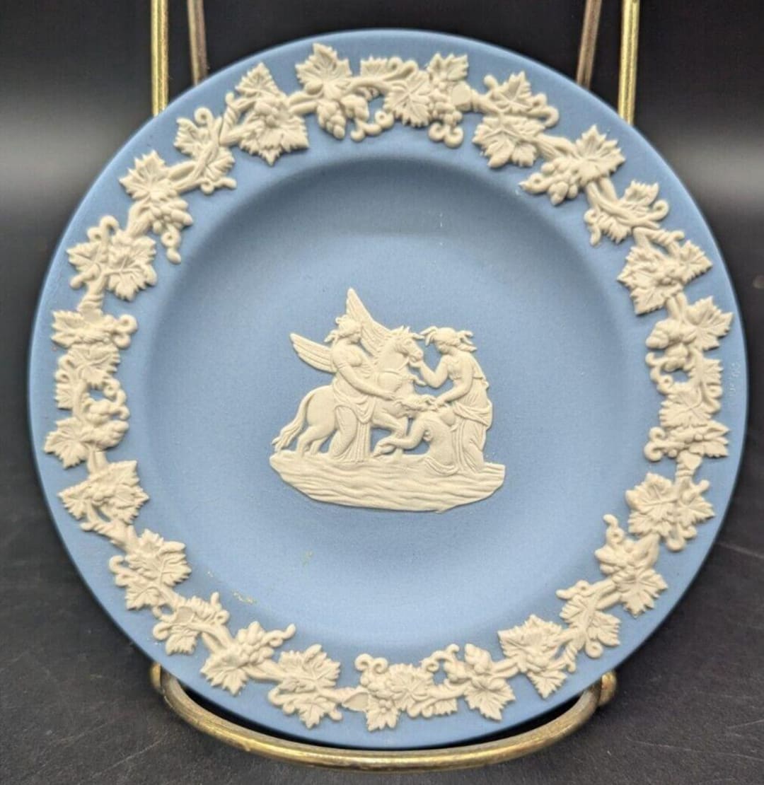 Pegasus and Three Muses Mini Plate Wedgwood Blue Jasperware Trinket ...