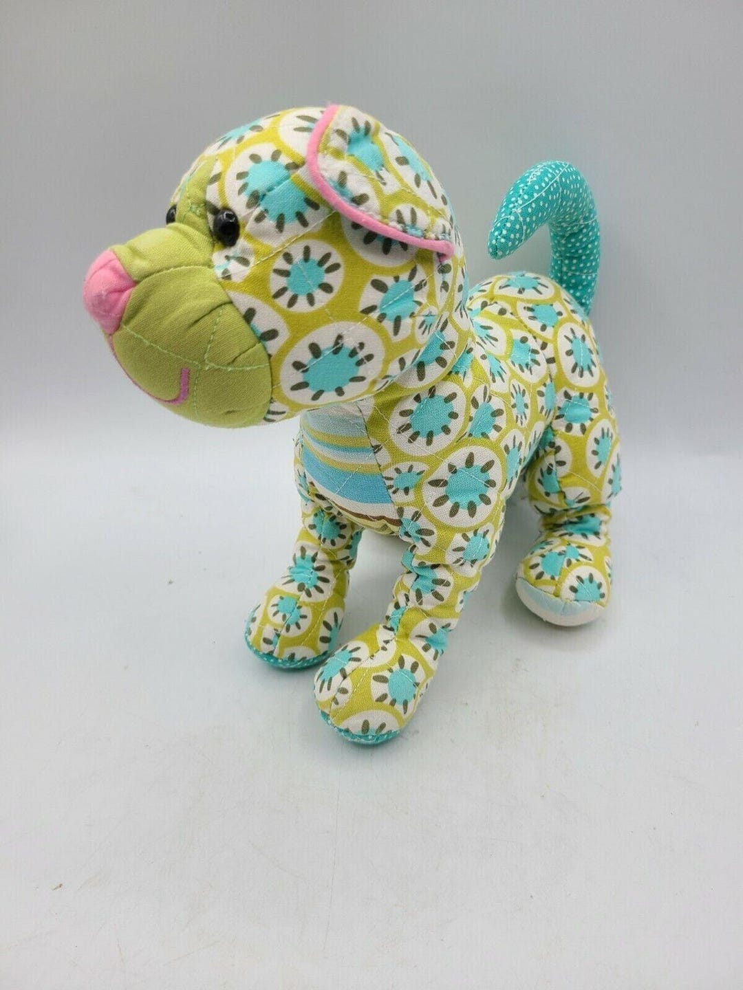Douglas Cuddle Toy Quilted Patchwork Puppy Plush 12″ Turquoise Blue Dog ...