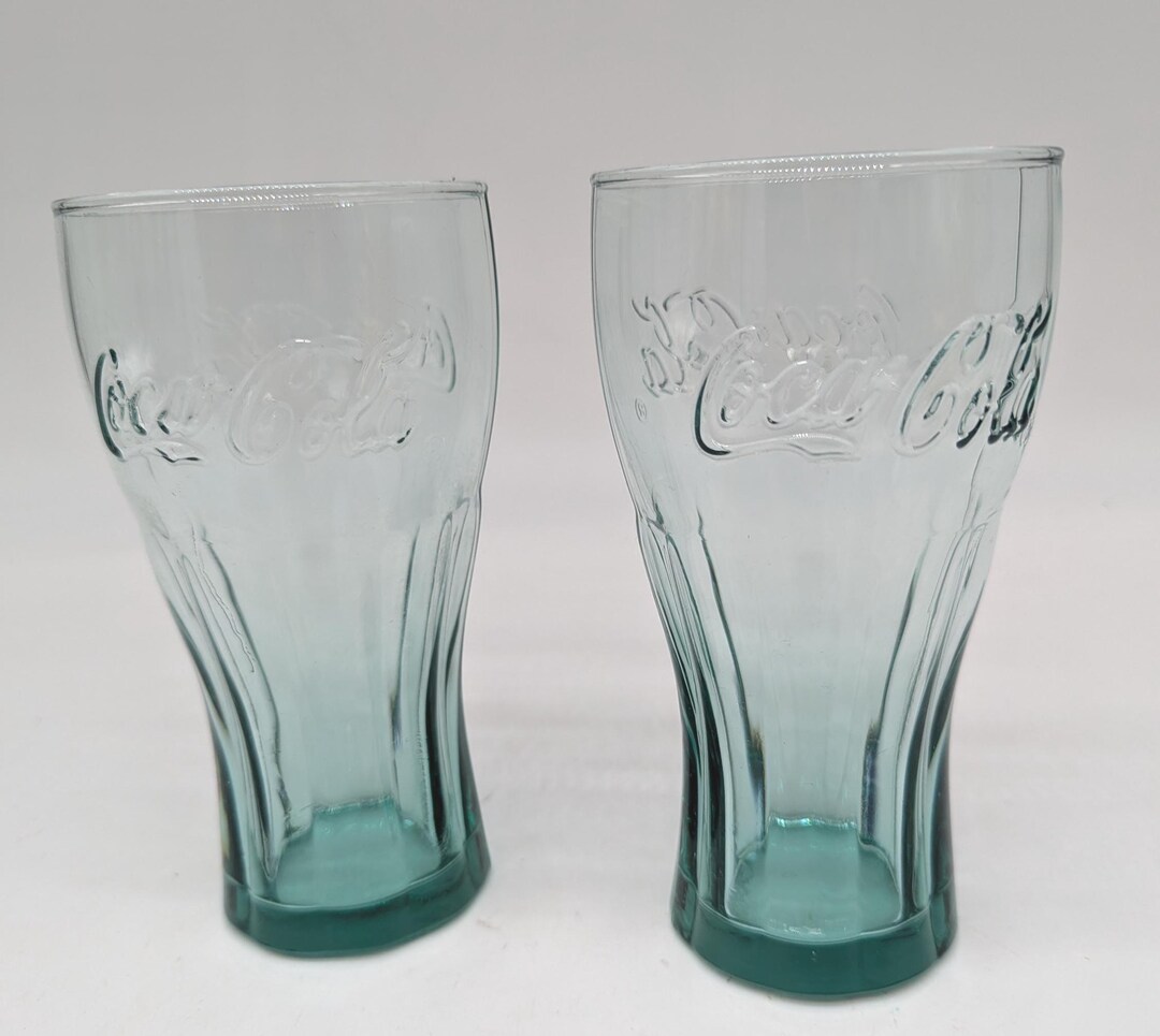 Vintage Teal Coca Cola Tumblers: Embossed Coke Logo, Set of 2 - Etsy