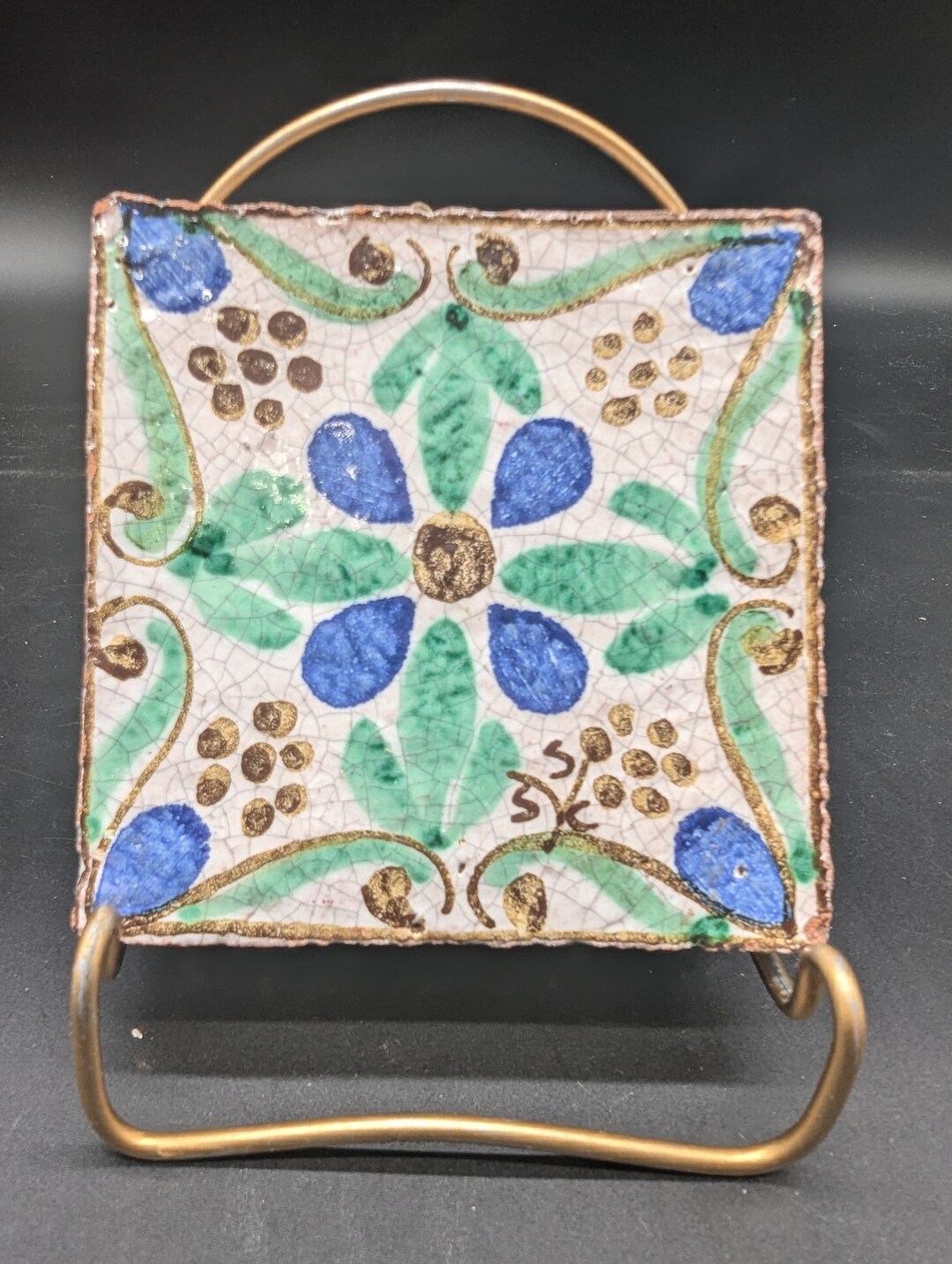 Antique Italian Wall Tile Decor Redware Hand Painted Fortunata ...