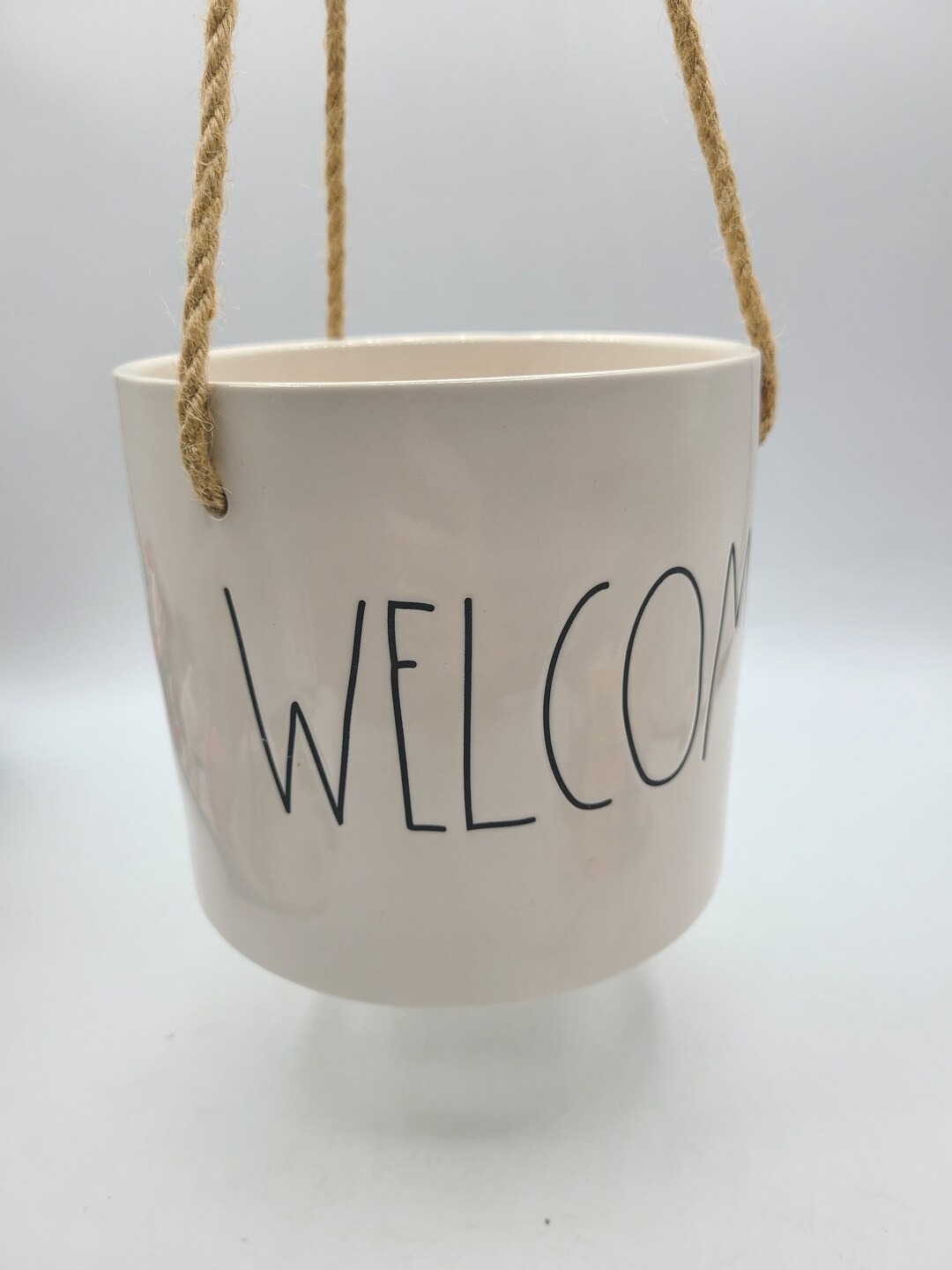 Rae Dunn Round Hanging Welcome Planter Artisan Collection by Magenta - Etsy