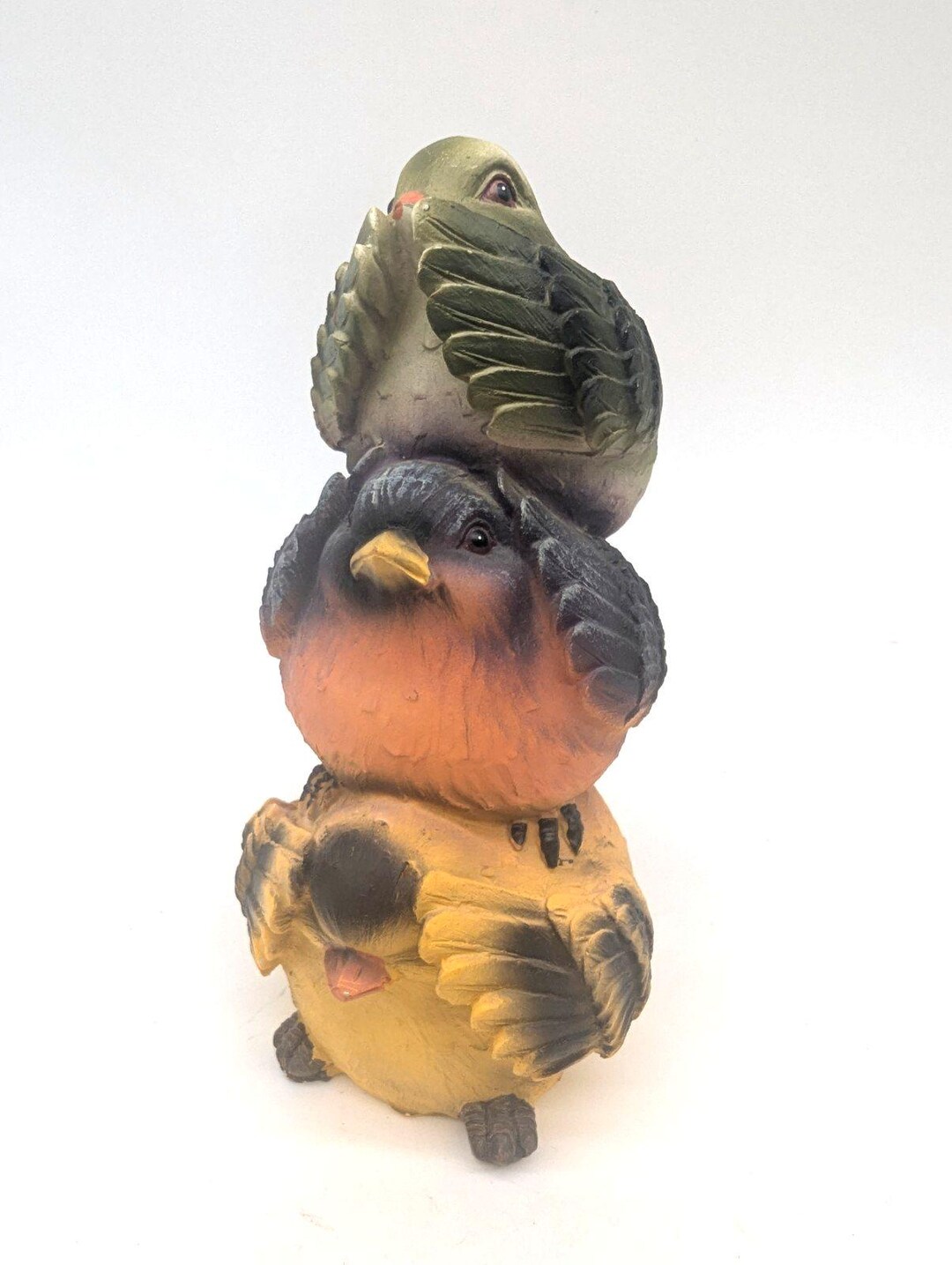Rustic Three Wise Birds Figurine Set: Hand-painted Resin Totem Decor - Etsy
