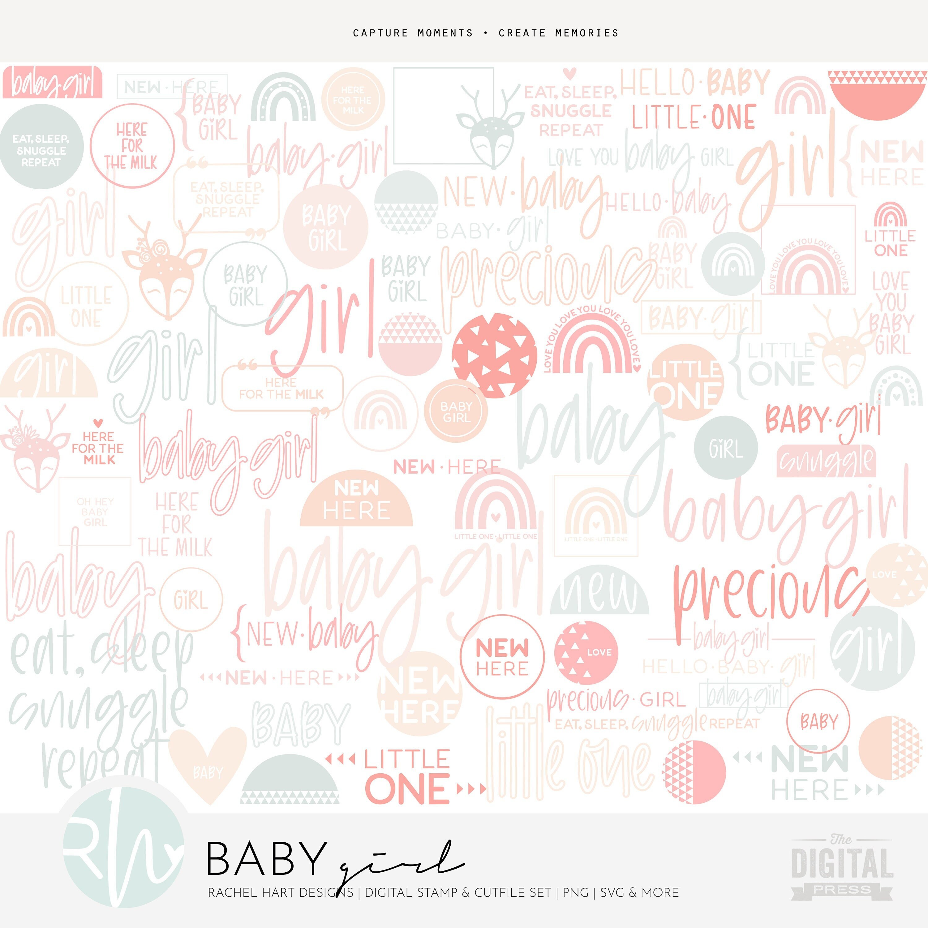 Baby Girl Set: Photoshop Brushes, Photo Overlays, Digital Cut Files and ...