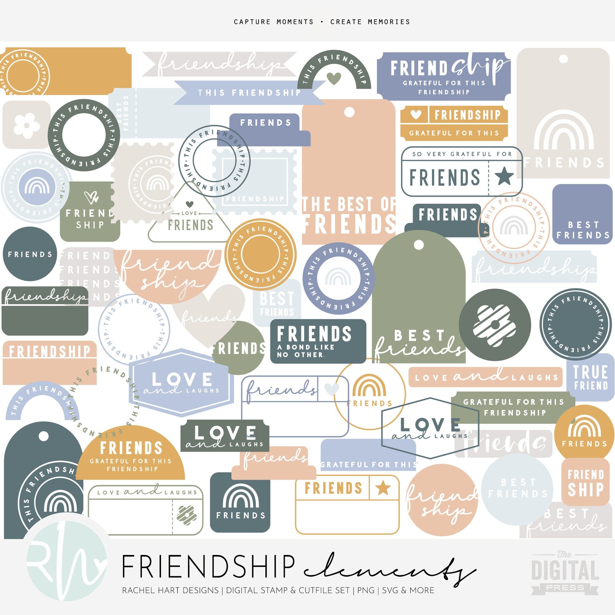 Friendship Elements Set: Photoshop Brushes, Photo Overlays, Digital Cut ...