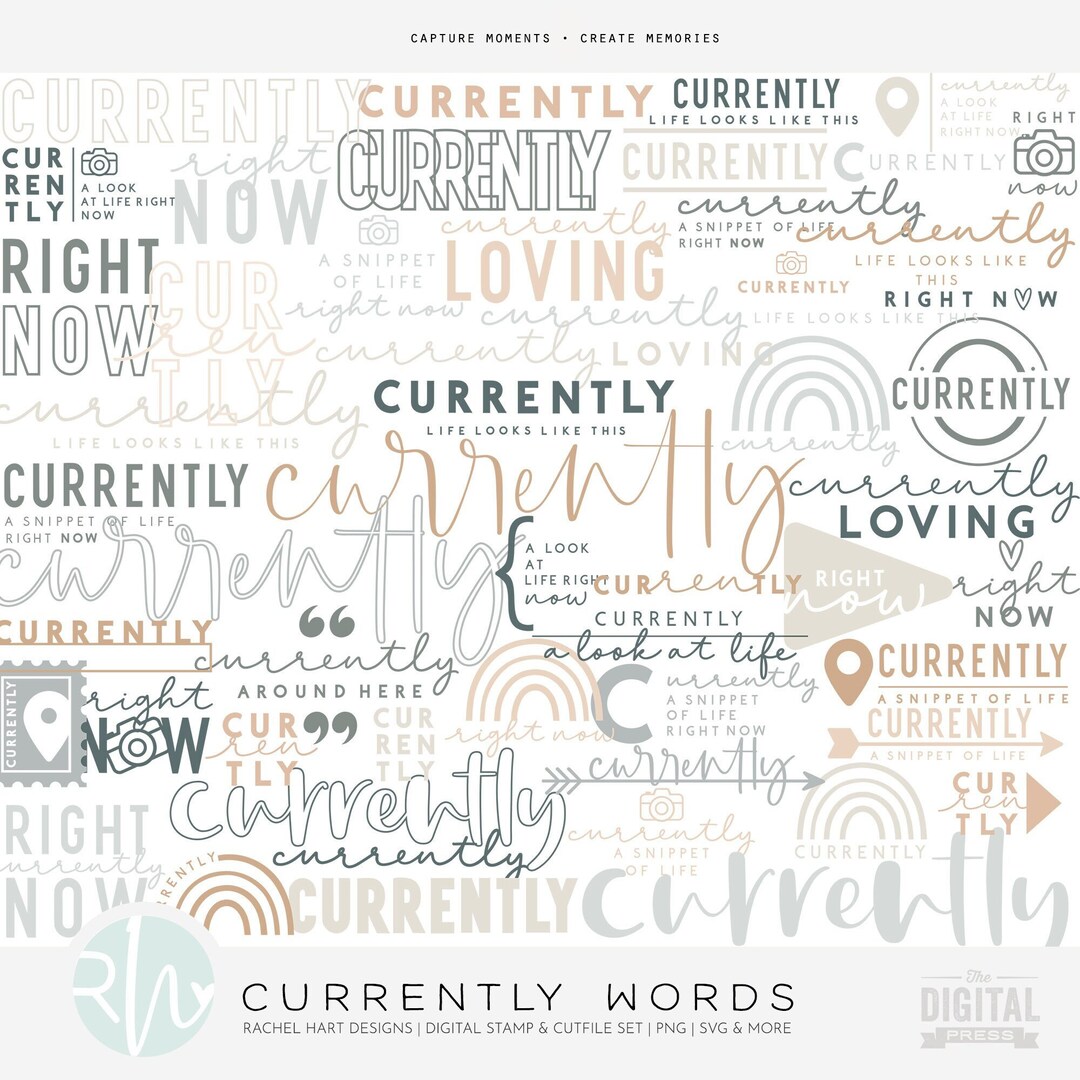 Currently Words Set: Photoshop Brushes, Photo Overlays, Digital Cut ...