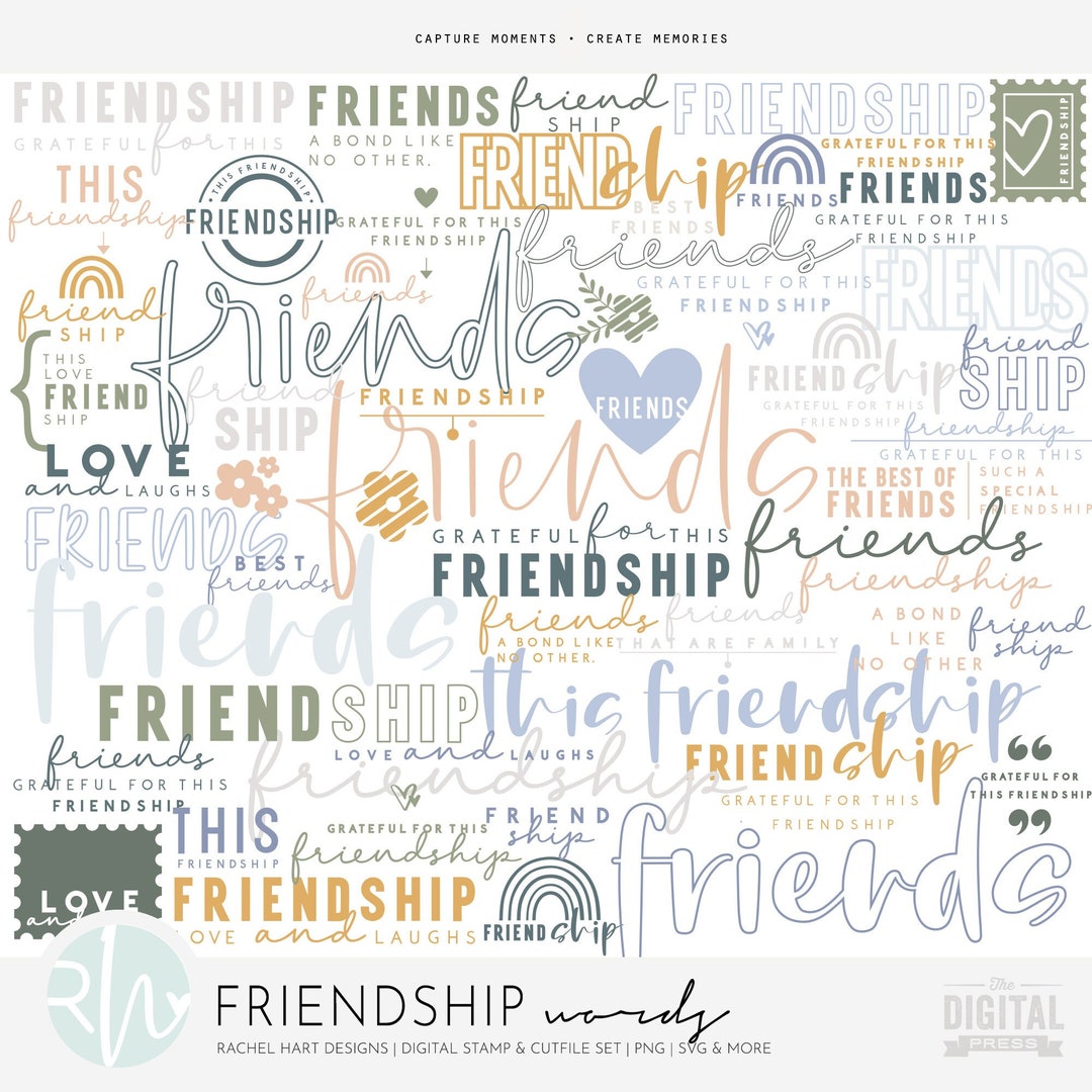 Friendship Words Set: Photoshop Brushes, Photo Overlays, Digital Cut ...