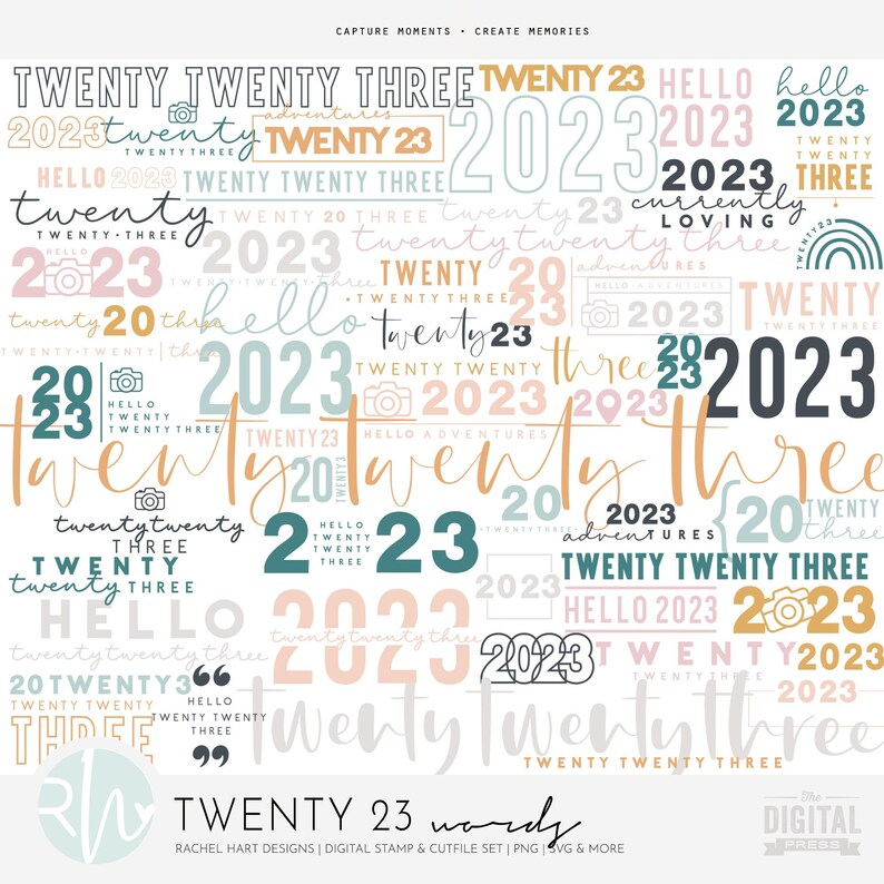 2023 Words Set: Photoshop Brushes, Photo Overlays, Digital Cut Files ...