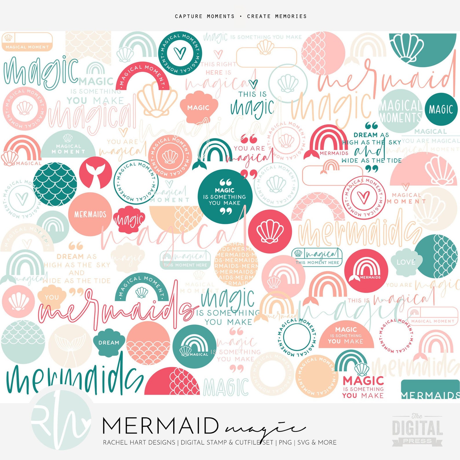 Mermaid Magic Set: Photoshop Brushes, Photo Overlays, Digital Cut Files ...