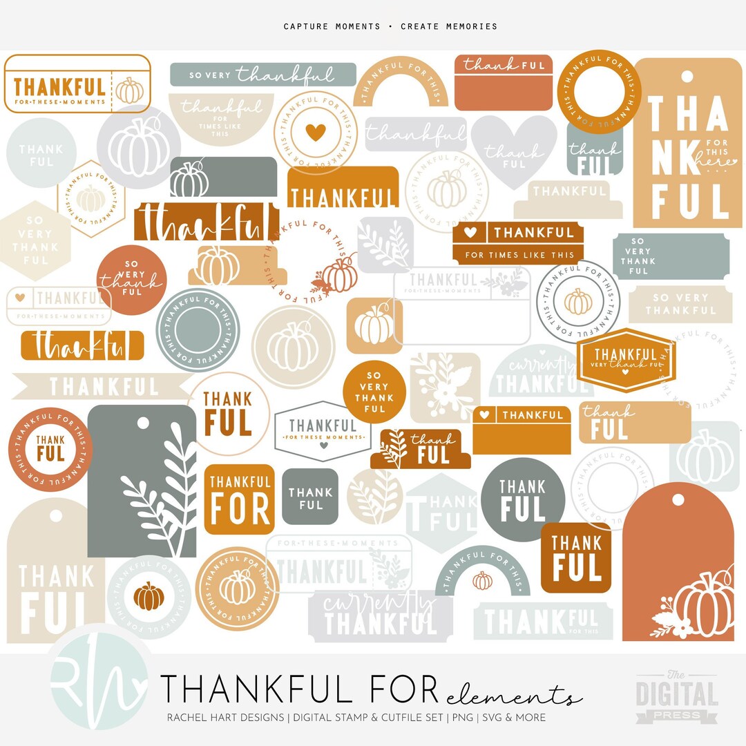 Thankful for Set: Photoshop Brushes, Photo Overlays, Digital Cut Files ...