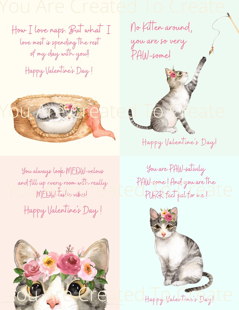 VALENTINE'S Day Printables: Cats and Dogs - Etsy