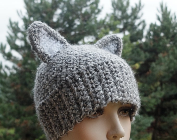 Winter Wolf Hat, Beanie Hat Wit Ears, Wolf Head, Gift for Him, Warm Hat ...