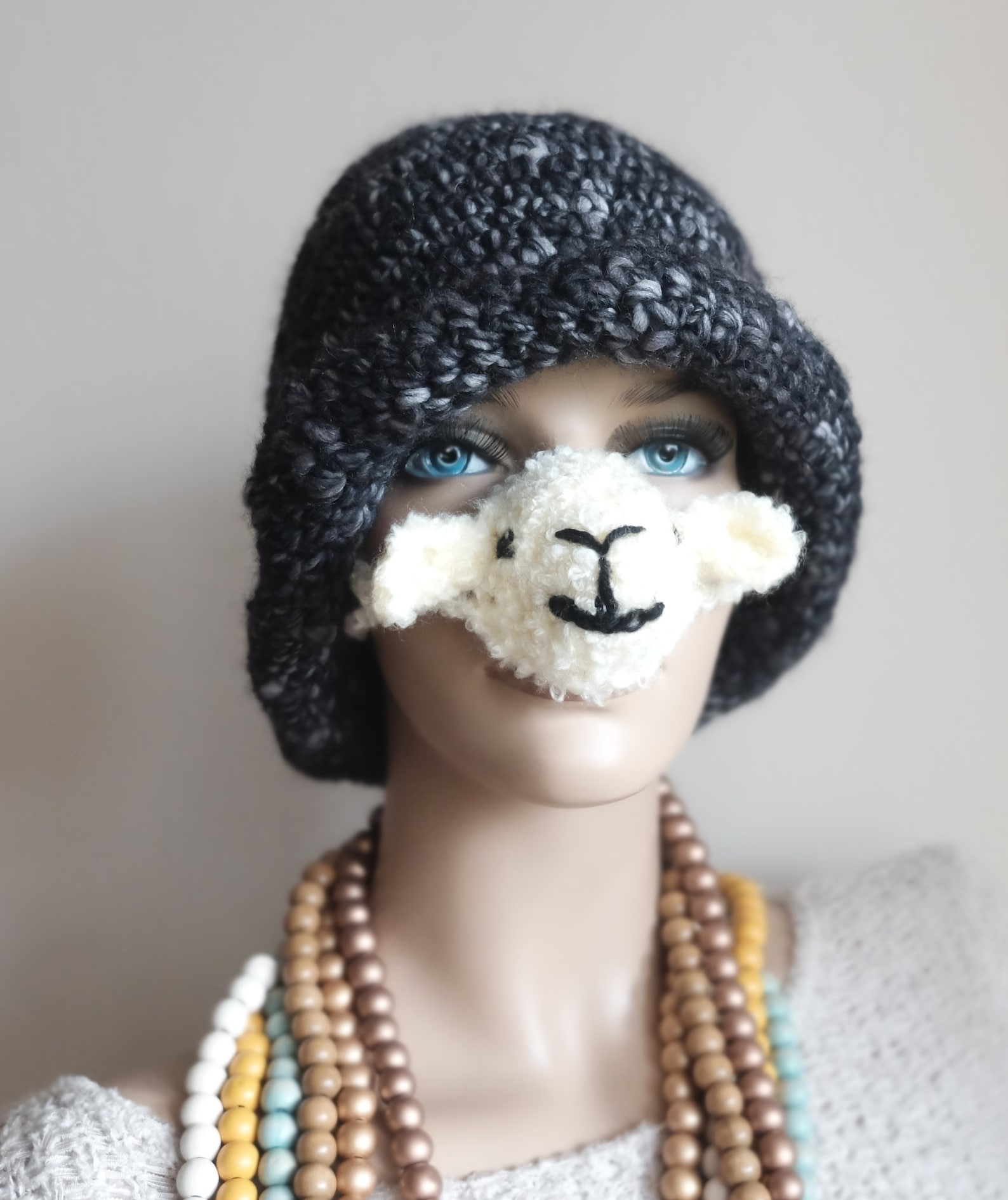 Sheep Nose Warmer, Animal Nose Scarf, Crochet Fluffy Lamb, Outdoor Nose ...