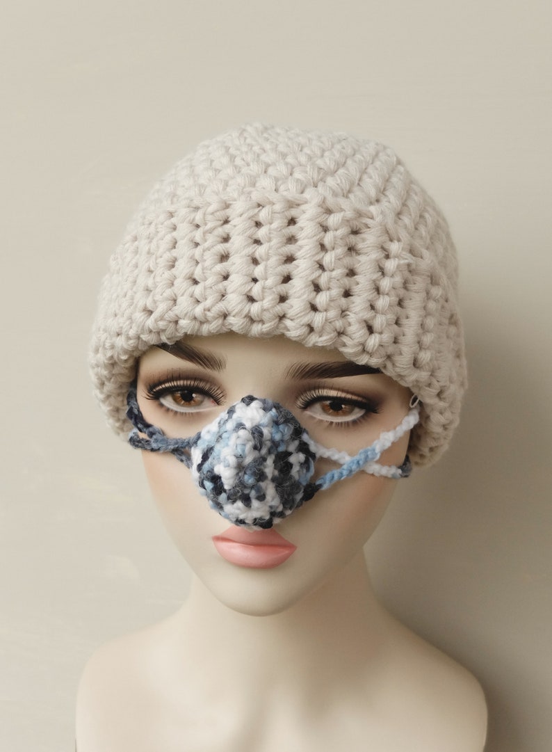 Unisex Nose Hat White Blue Nose Warmer Crochet Nose Cover | Etsy