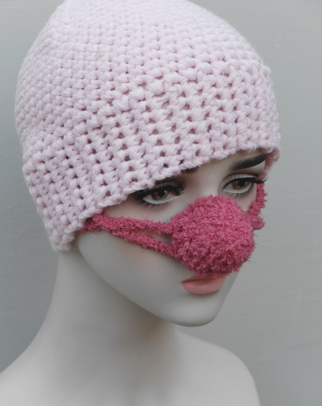 Pink Nose Warmer, Fluffy Face Heater, Cold Nose Scarf, Furry Winter ...