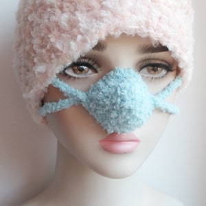 Blue Nose Warmer, Fluffy Face Heater, Cold Nose Hat, Furry Winter Gift ...