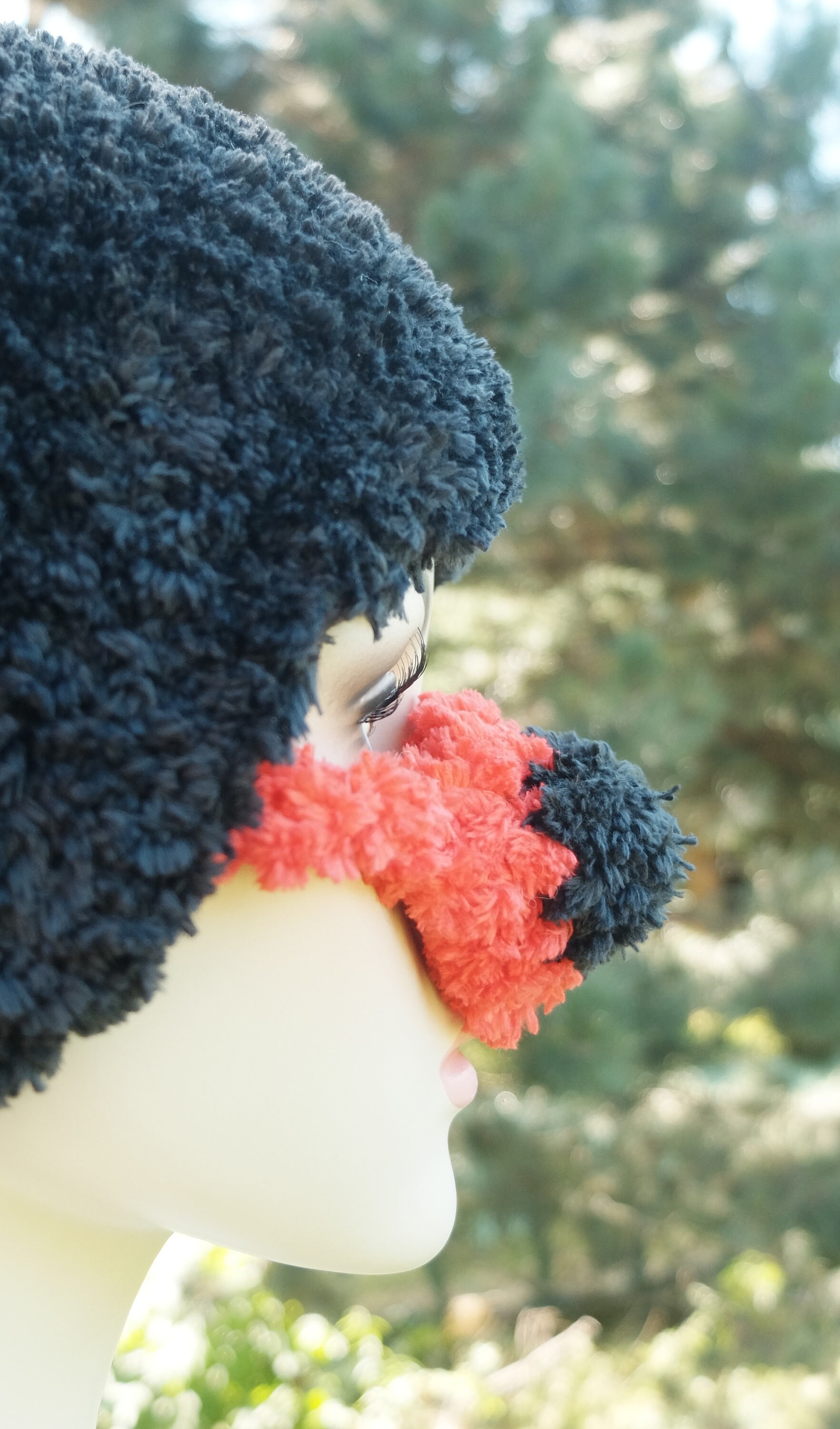 Black-red Nose Warmer, Plush Nose Cozy, Fluffy Nose Protector, Joke ...
