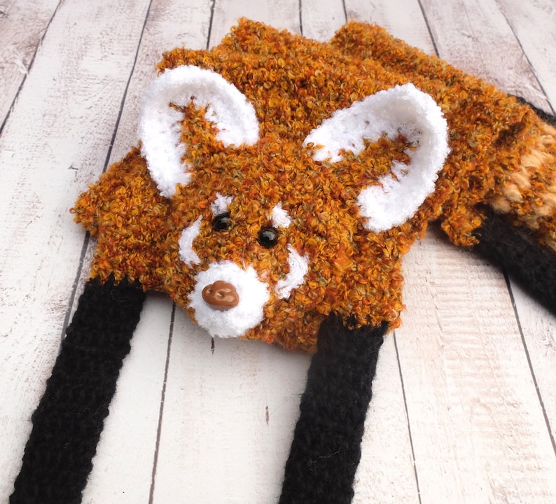 Red Panda Cute Animal Scarf Red Bear Cat Crochet Red Panda - Etsy