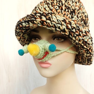 Funny Winter Nosie, Green Nose Warmer, Crochet Nose Hat, Cheerful ...