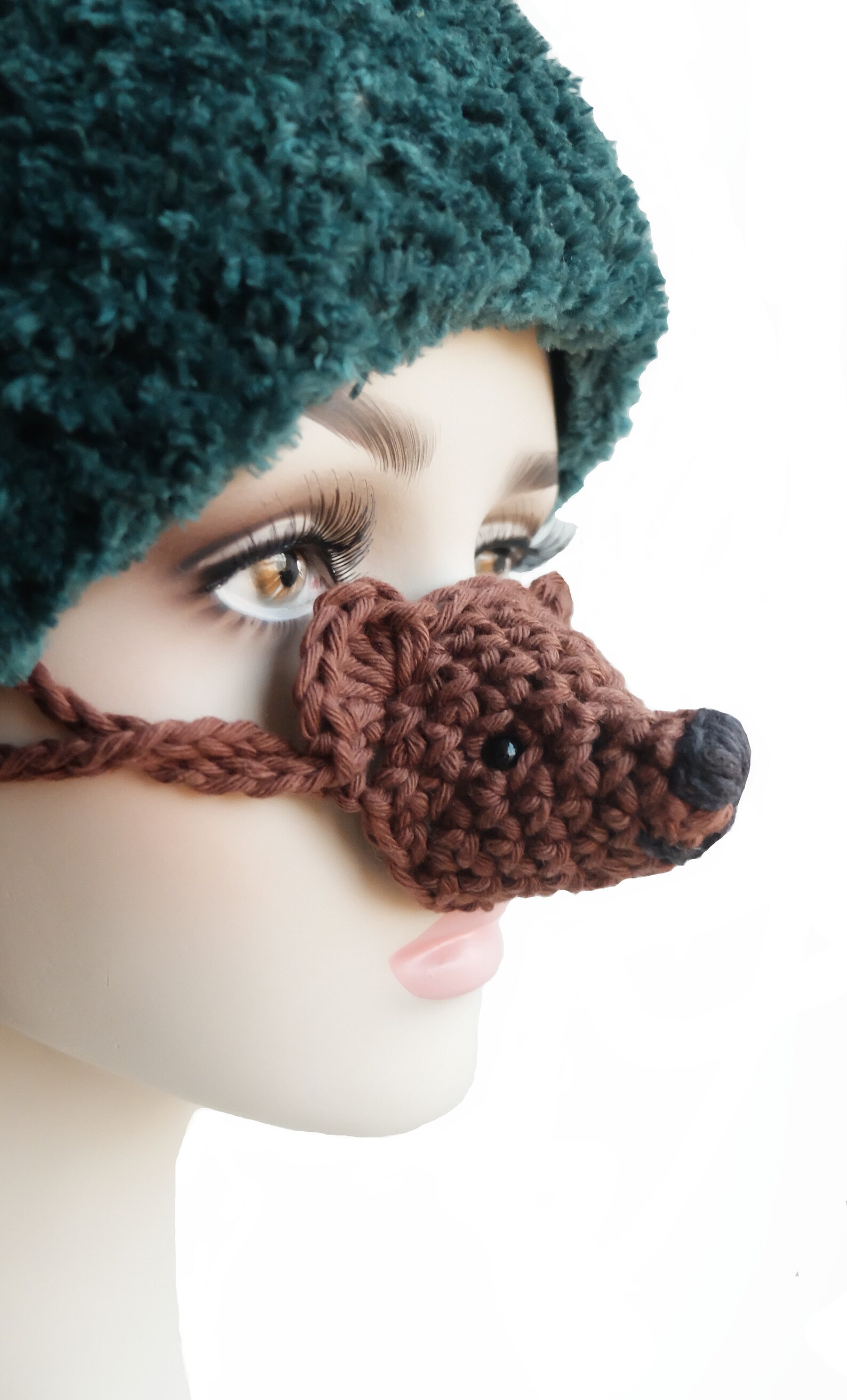 Brown Bear Cotton Nose Warmer Crochet Nose Heater Small - Etsy