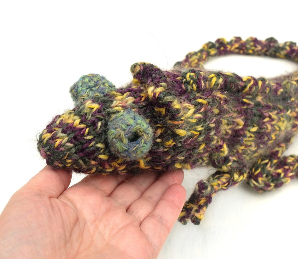 Green-yellow Lizard, Stuffed Chameleon, Soft Animal, Knitted Reptile ...