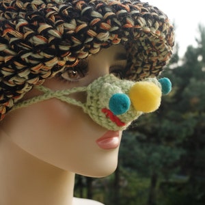 Funny Winter Nosie, Green Nose Warmer, Crochet Nose Hat, Cheerful ...