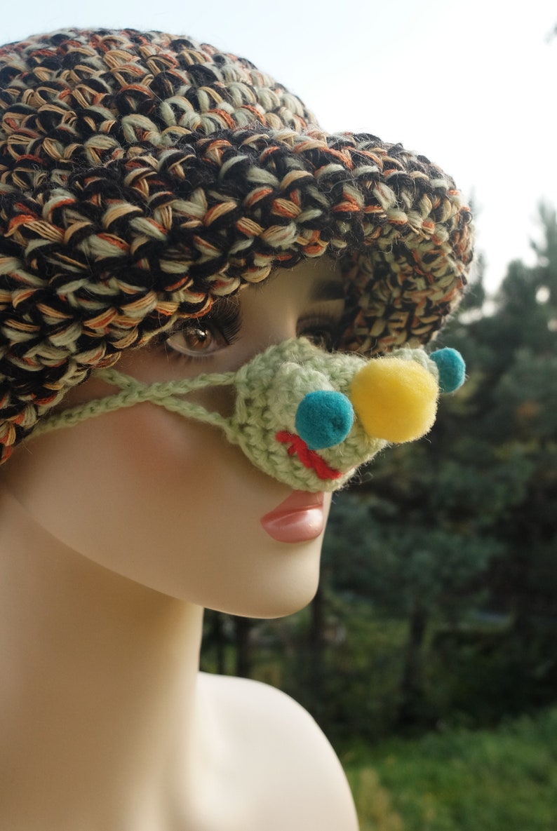 Funny Winter Nosie, Green Nose Warmer, Crochet Nose Hat, Cheerful ...