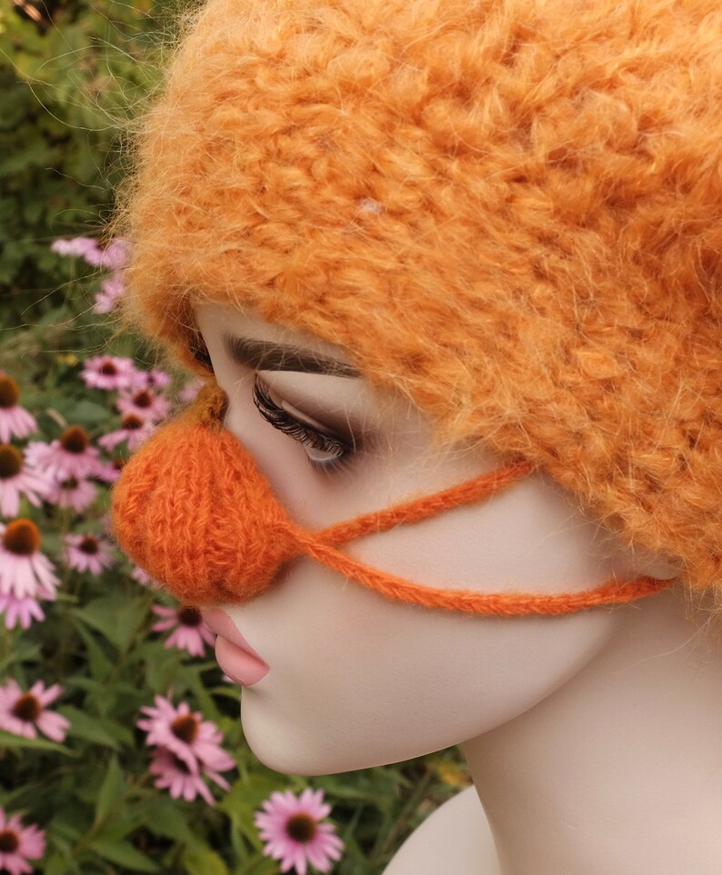 Halloween Nose Warmer Orange Pumpkin Nose Hat Knitted Face - Etsy