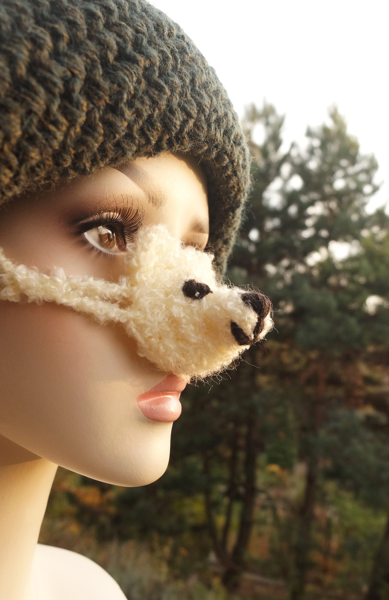 Animal Nose Warmer White Bear Fun Nose Cozy Nose Hat - Etsy