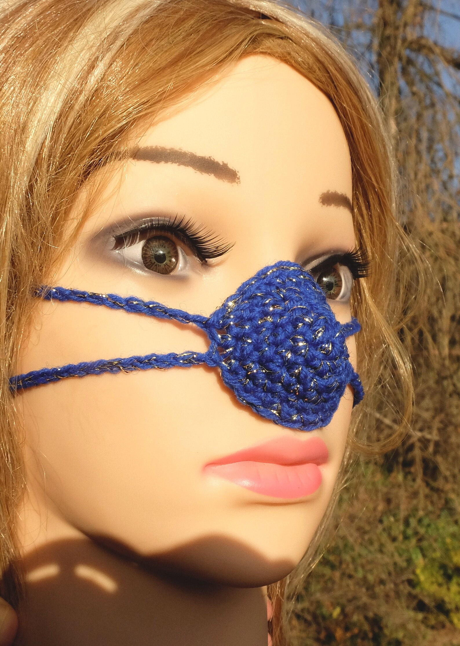 Glamour Nose Warmer Royal Blue and Gold Face Heater Cold | Etsy