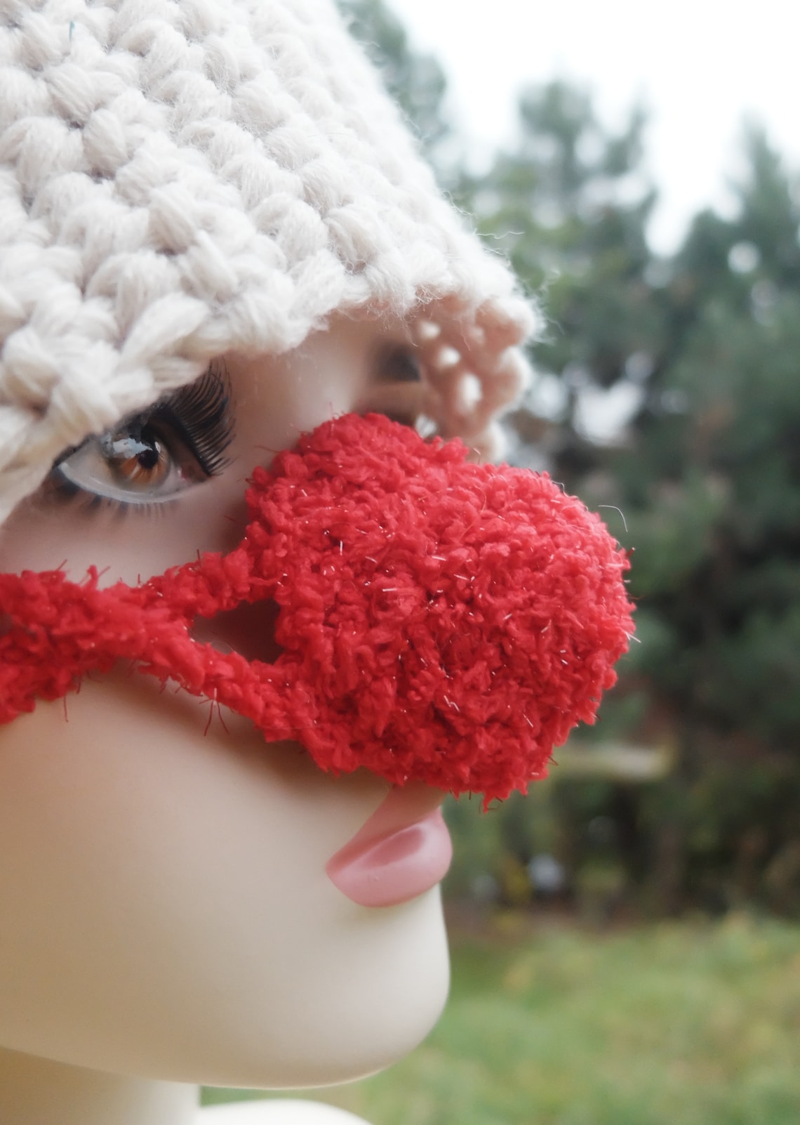 Fluffy Nose Warmer Red Nose Hat Crochet Face Cover Nose - Etsy