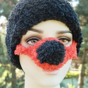 Black-red Nose Warmer, Plush Nose Cozy, Fluffy Nose Protector, Joke ...