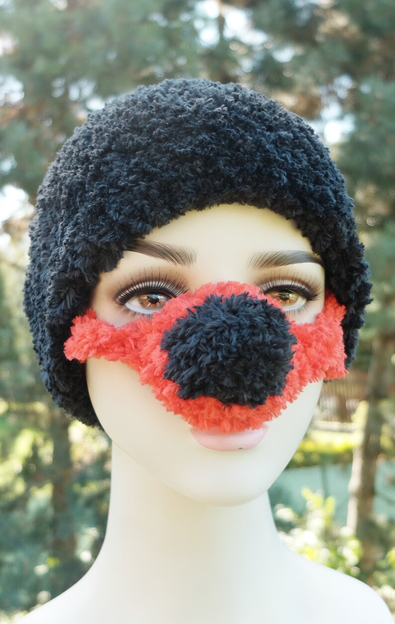 Black-red Nose Warmer, Plush Nose Cozy, Fluffy Nose Protector, Joke ...