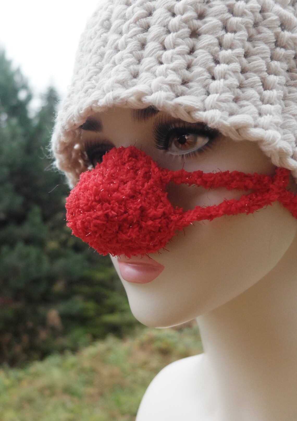 Fluffy Nose Warmer Red Nose Hat Crochet Face Cover Nose - Etsy