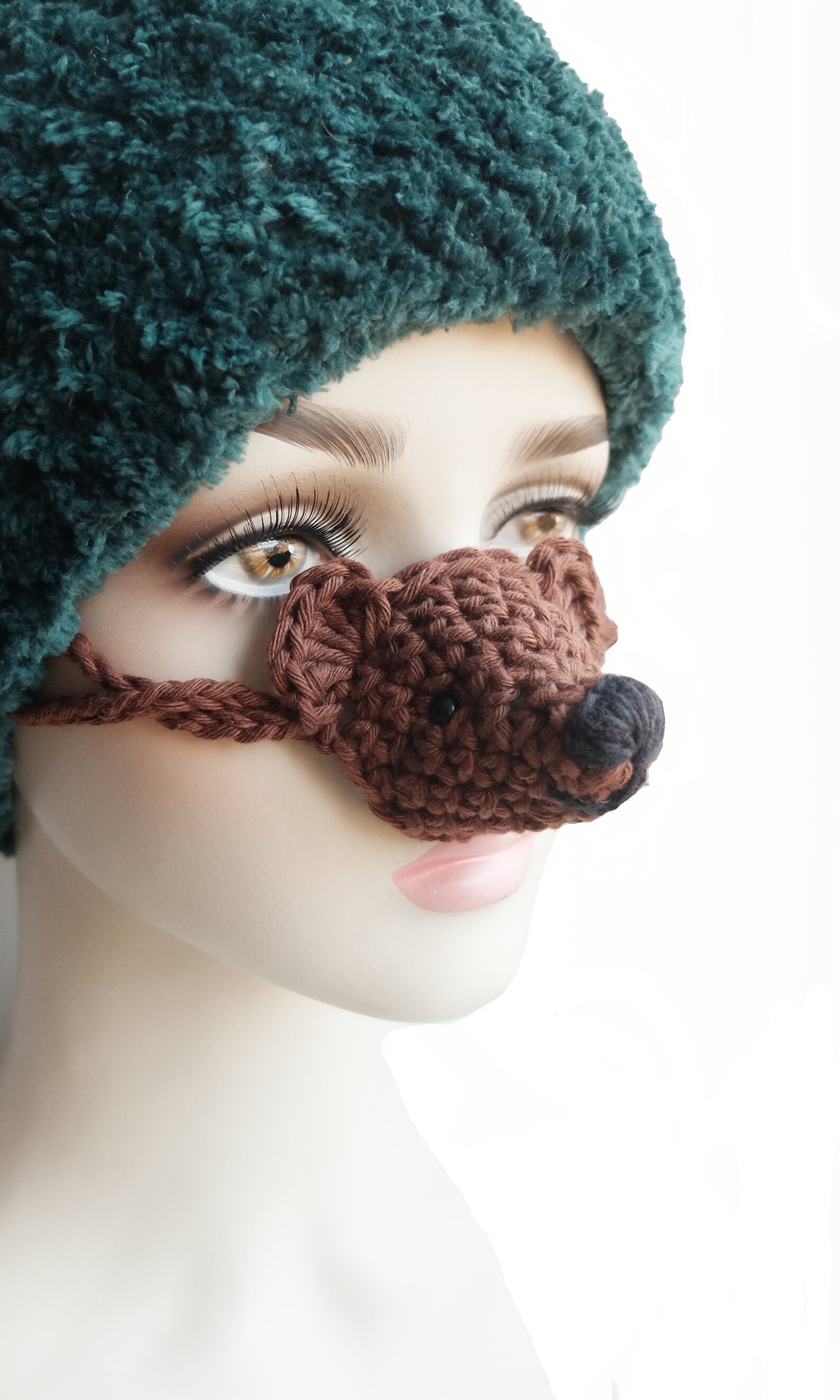 Brown Bear Cotton Nose Warmer Crochet Nose Heater Small - Etsy
