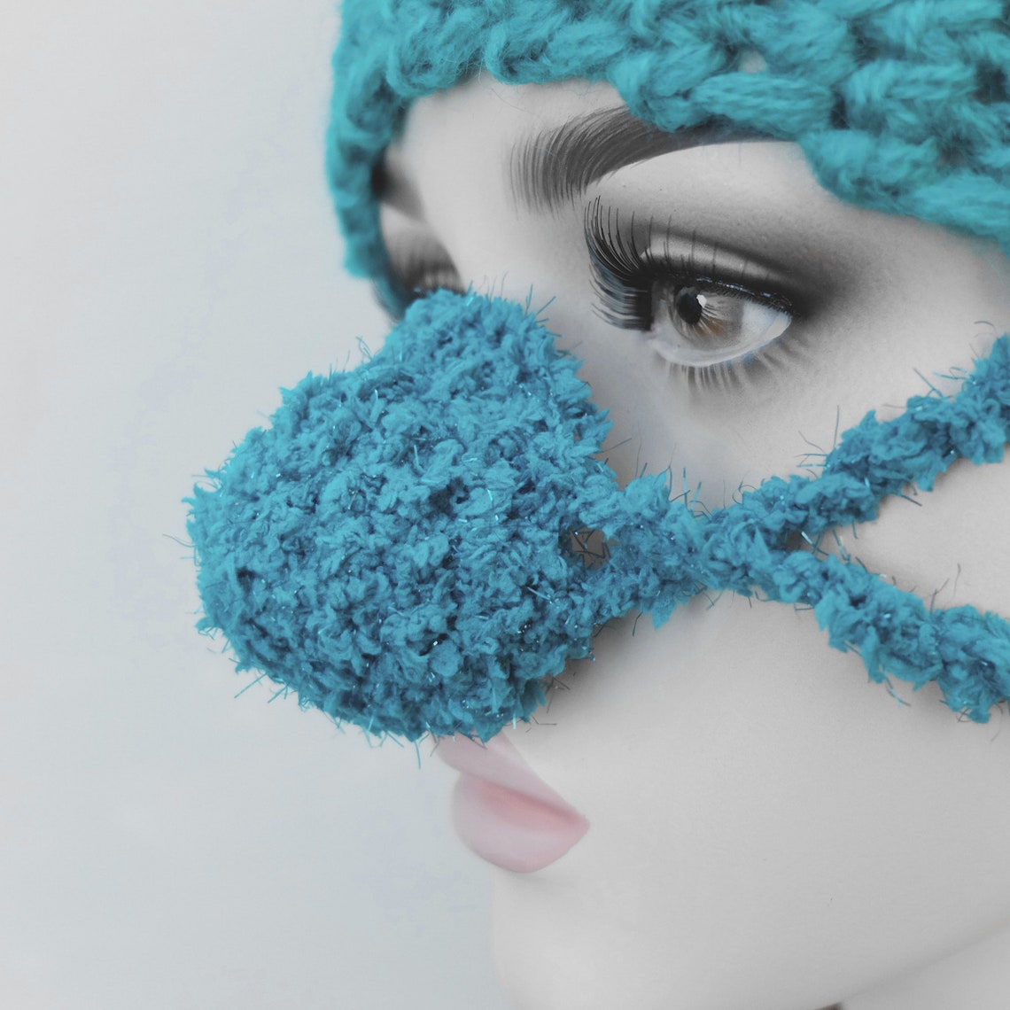 Cyan Nose Warmer Fluffy Face Heater Cold Nose Scarf Furry - Etsy