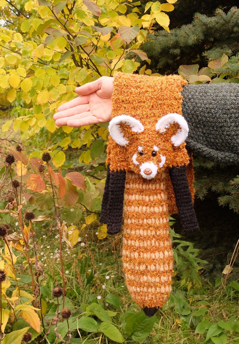 Red Panda Cute Animal Scarf Red Bear Cat Crochet Red Panda - Etsy
