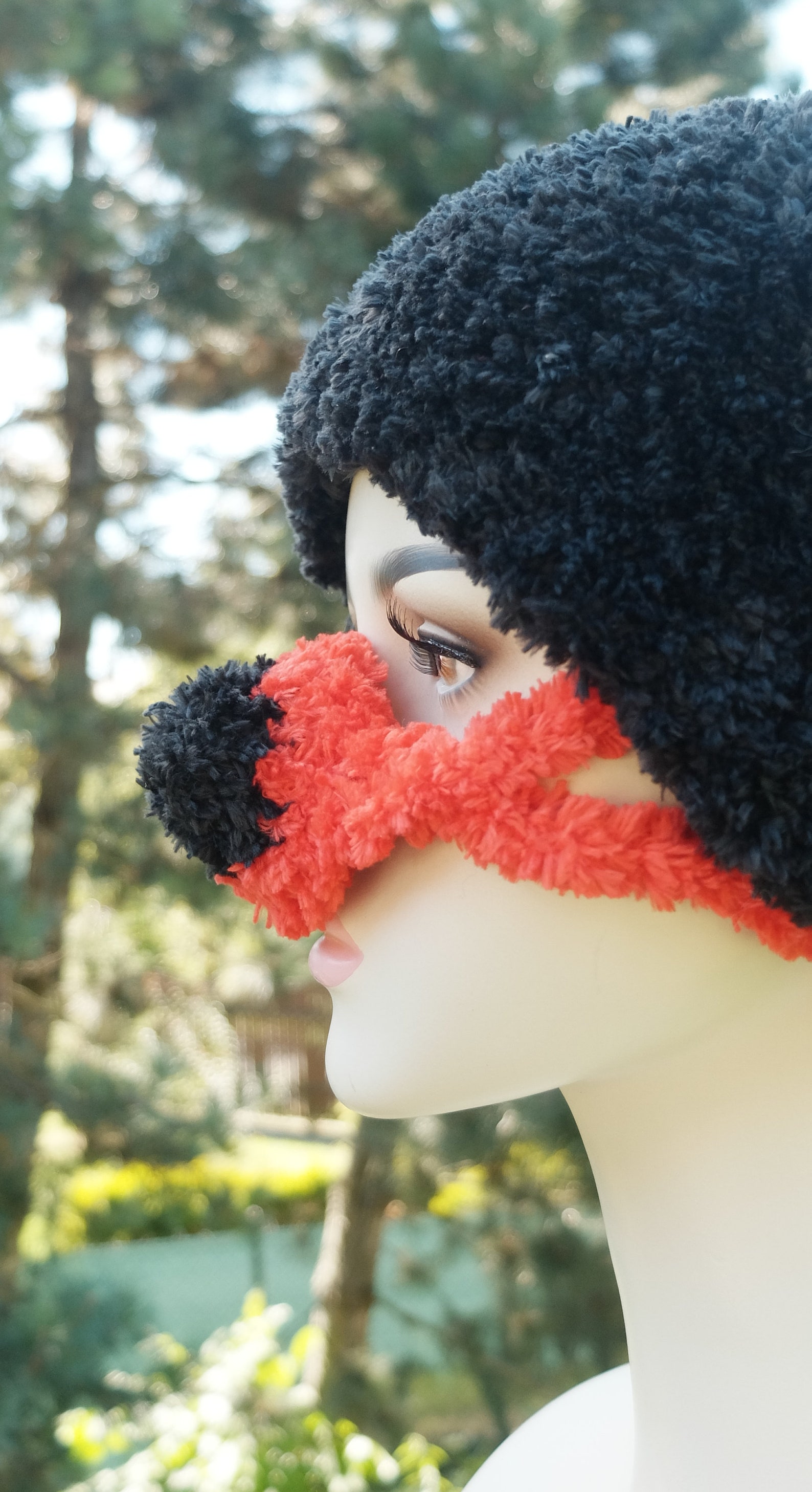 Black-red Nose Warmer, Plush Nose Cozy, Fluffy Nose Protector, Joke ...