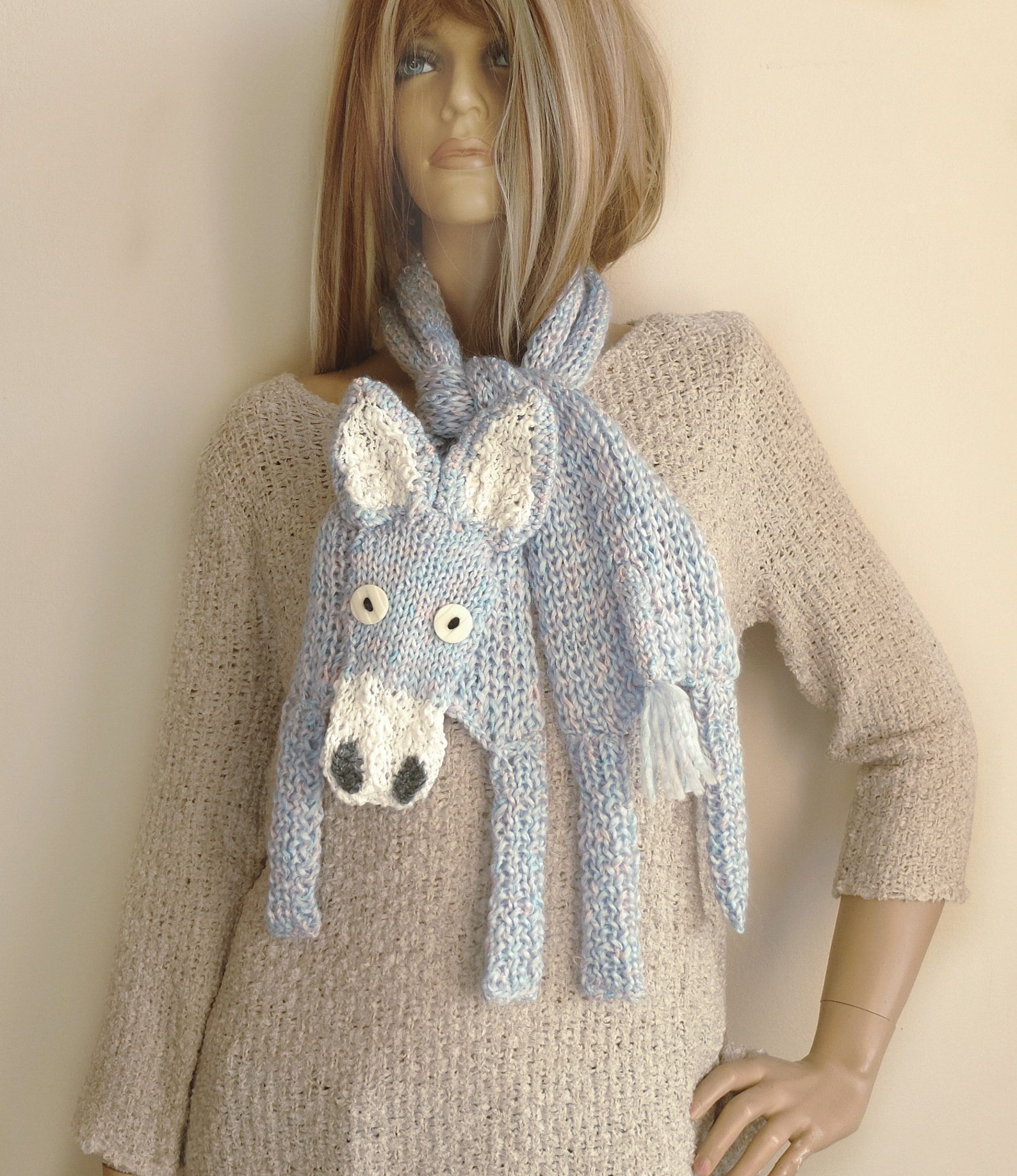 Blue Donkey Scarf Animal Scarf Eeyore Scarf Sweet Burro | Etsy