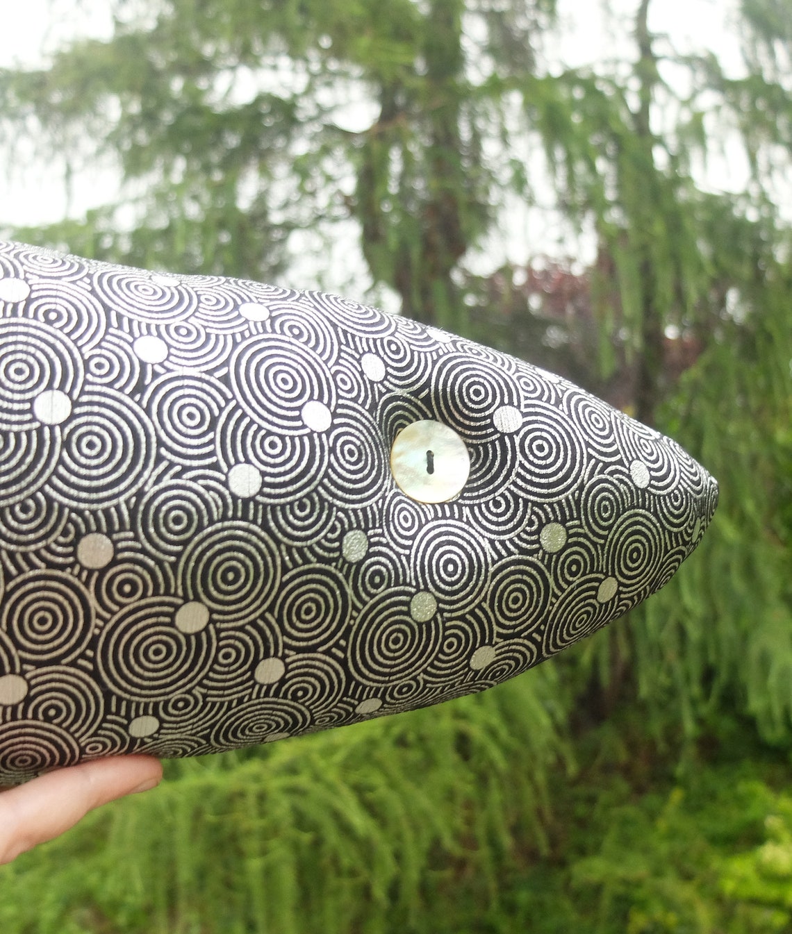 Fish Pillow, Glossy Stuffed Fish, Black Silver Fish, Summer Gift, Lake ...
