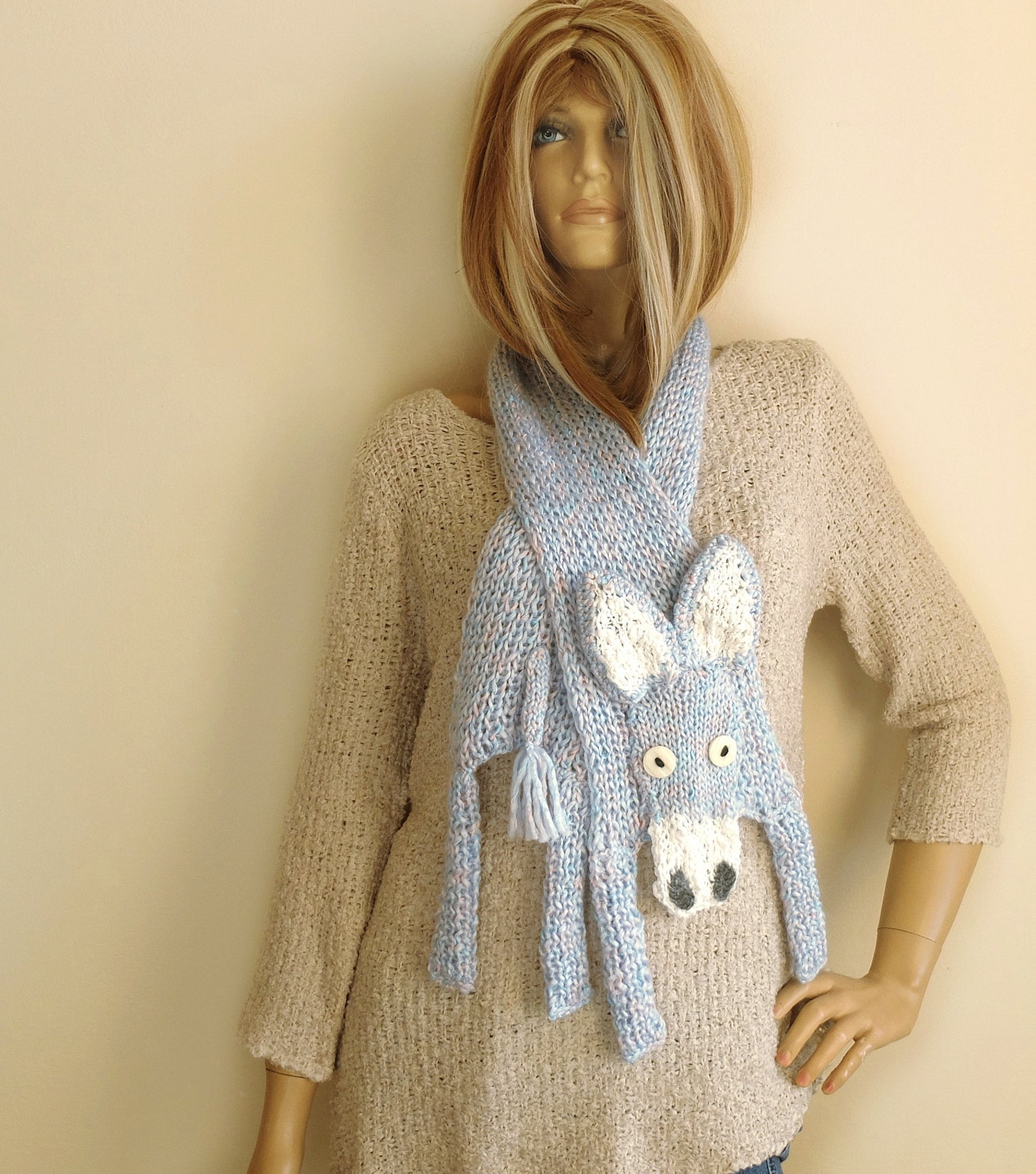 Blue Donkey Scarf Animal Scarf Eeyore Scarf Sweet Burro | Etsy